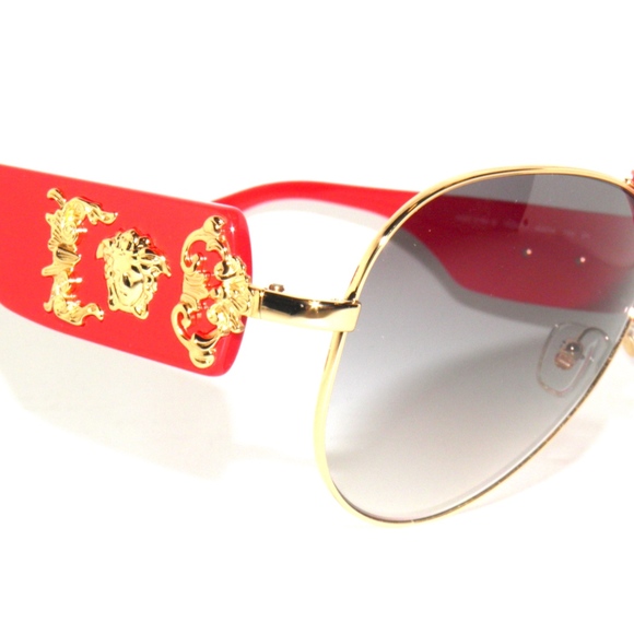 Versace | Accessories | Versace 25q 100211 Red Gold Grey Sunglasses ...